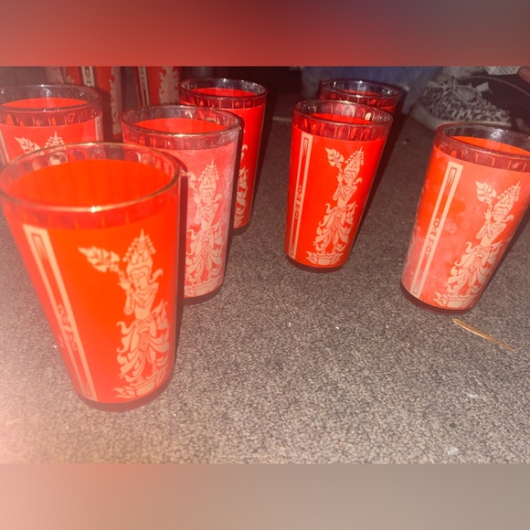 Kitchen | Mini 22k Red And Gold Culver 196s Asian Goddess Glass Cup ...